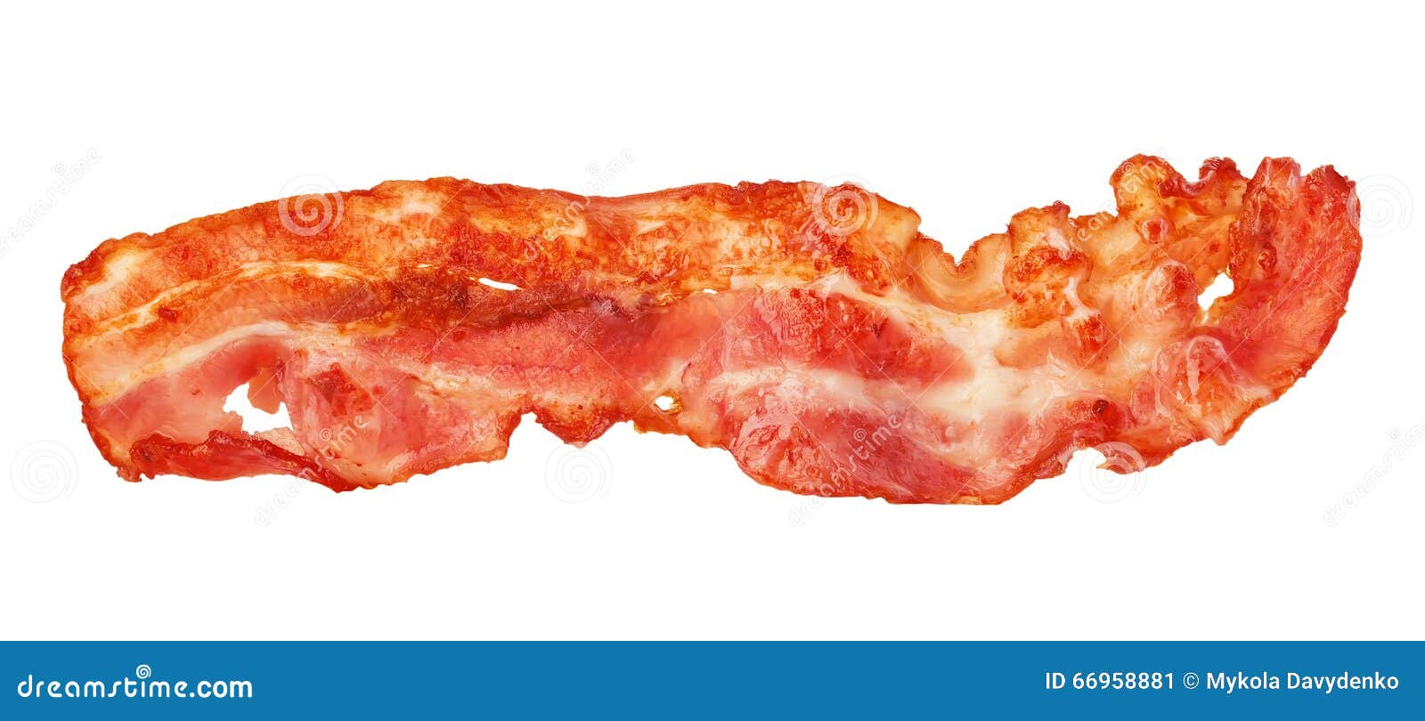 Cooked Bacon Strip Close-up Isolated on a White Background. Stock Image ...