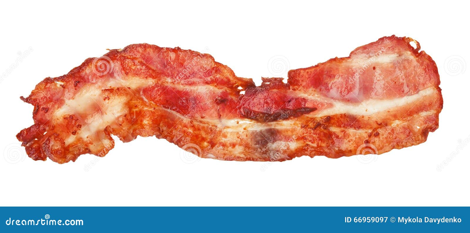 Cooked Bacon Strip Close-up Isolated on a White Background. Stock Image ...