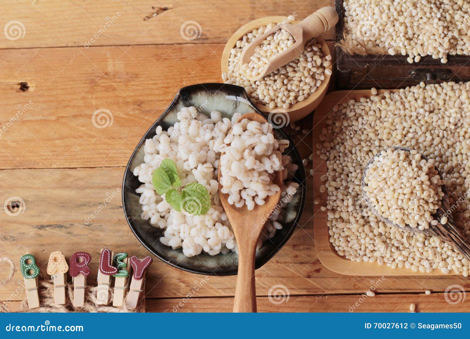Cooked Barley for Health and Raw Barley. Stock Photo - Image of pile ...