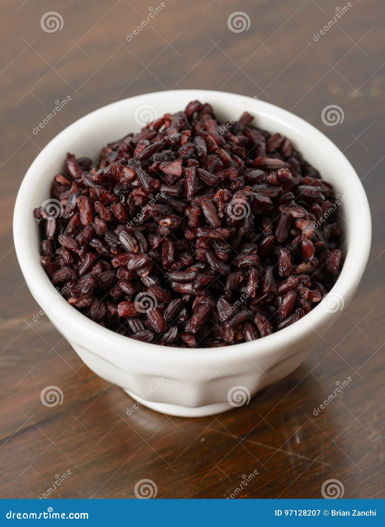 Cooked black rice in bowl stock image. Image of food - 97128207