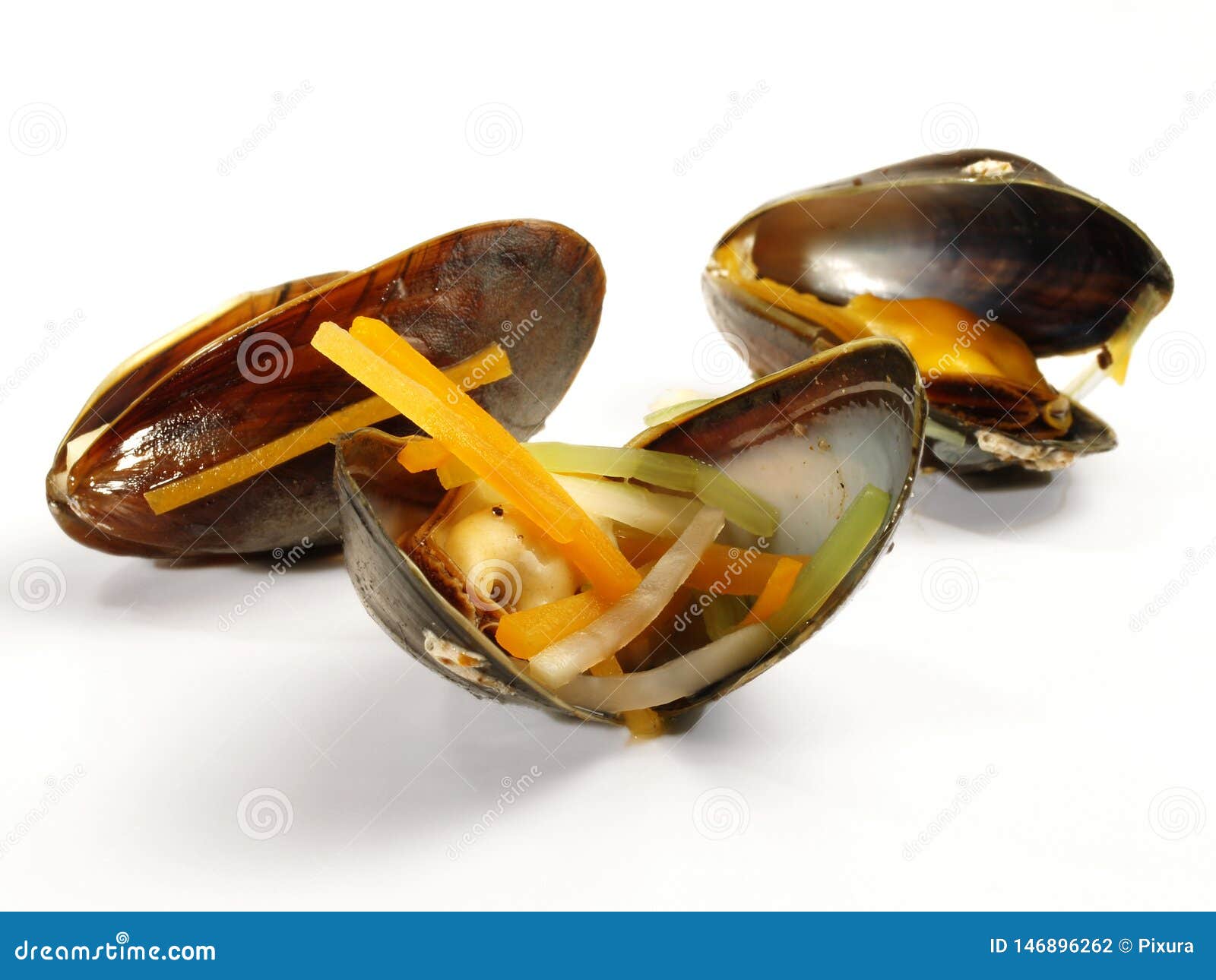 Cooked Blue Mussel with Vegetables Stock Photo - Image of healthy, blue ...