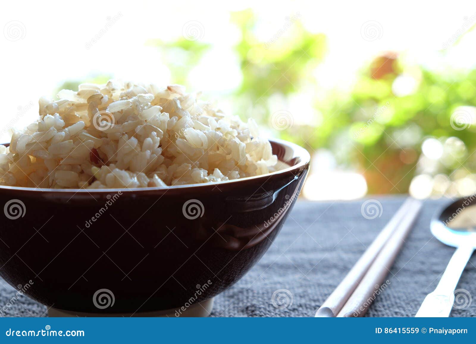 Cooked brown rice stock image. Image of meal, steamed - 86415559