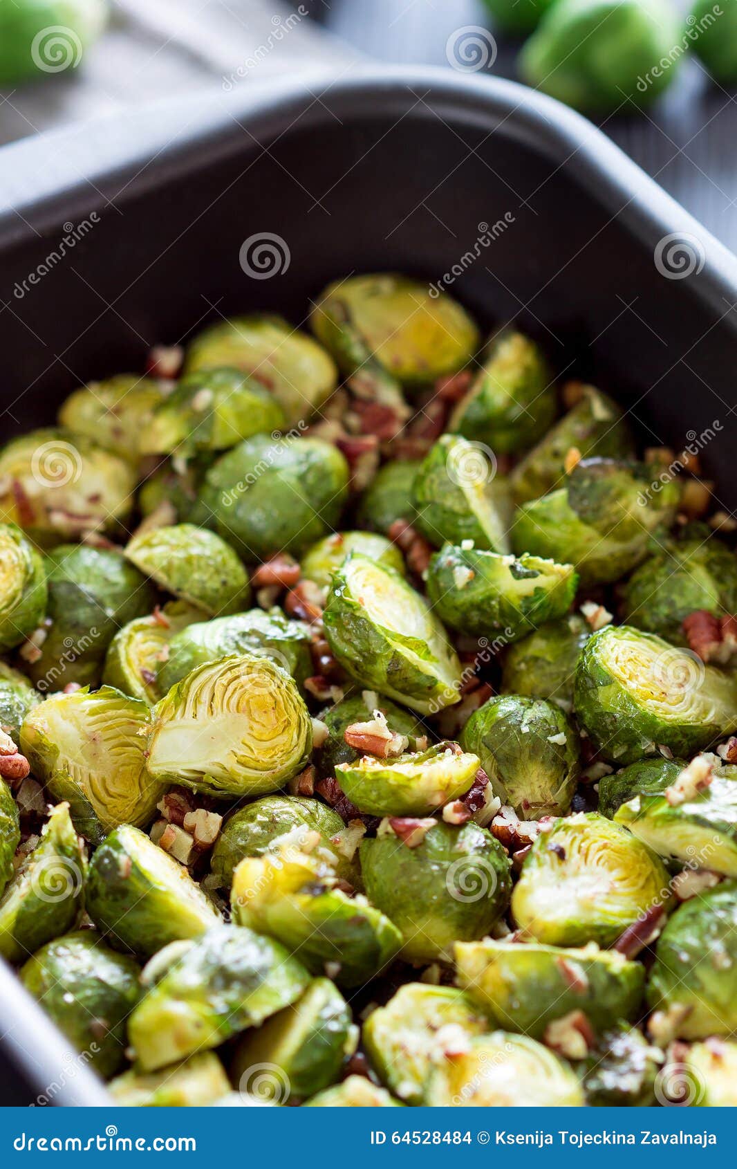 Cooked Brussel Sprouts with Pecun Nuts Stock Photo - Image of sprout ...