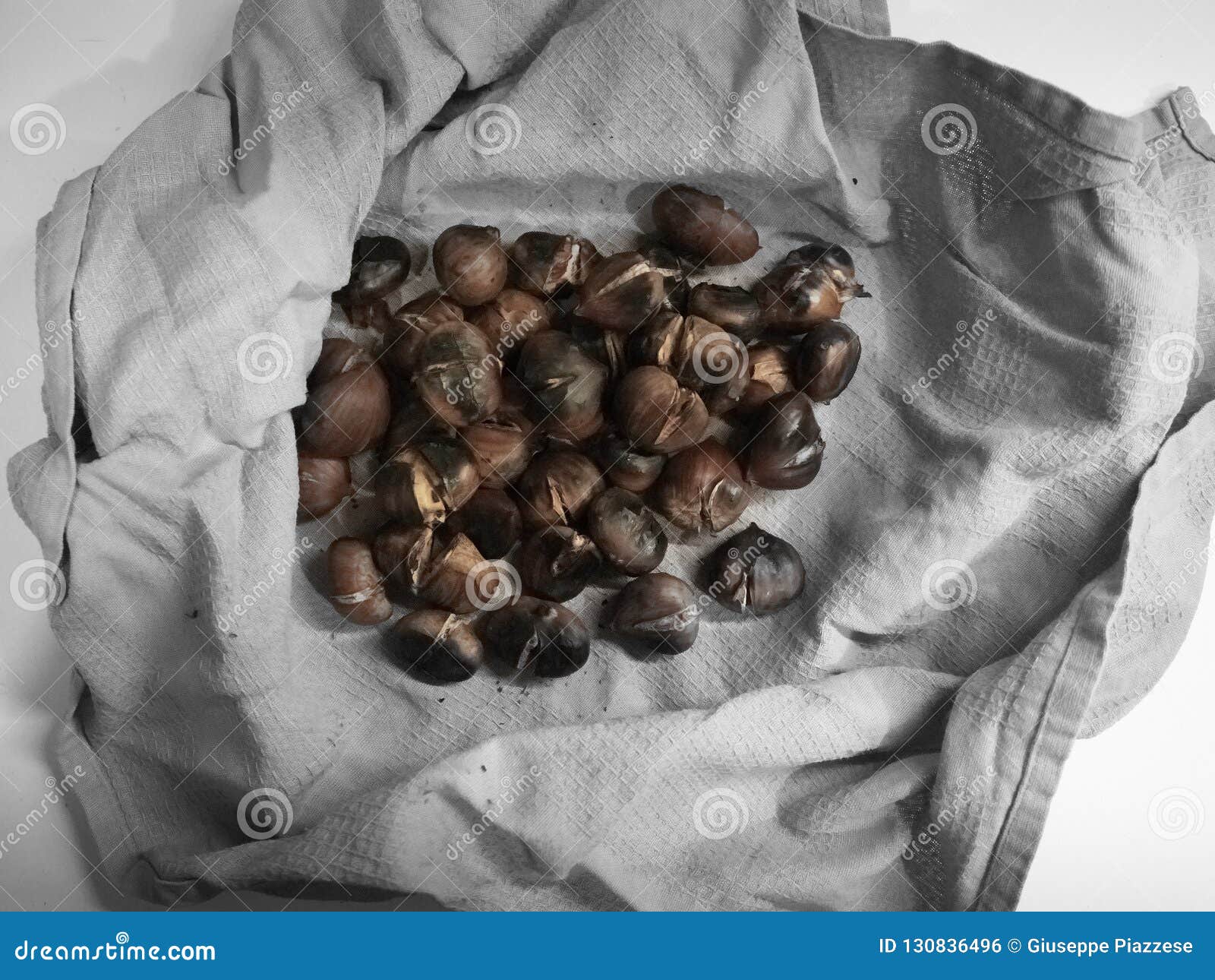 Cooked Cestnuts Covered with a Rag Stock Photo - Image of macro, brown ...
