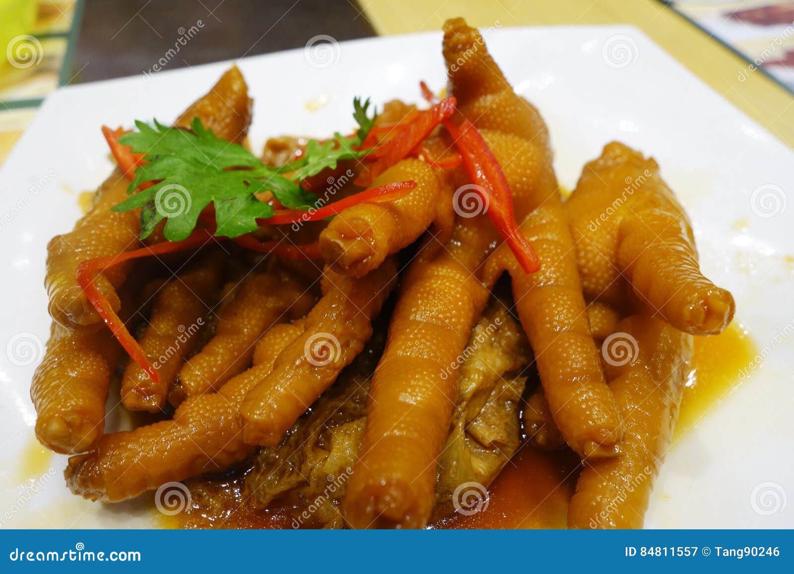 Cooked Chicken Feet in a White Plate Stock Image - Image of gourmet ...