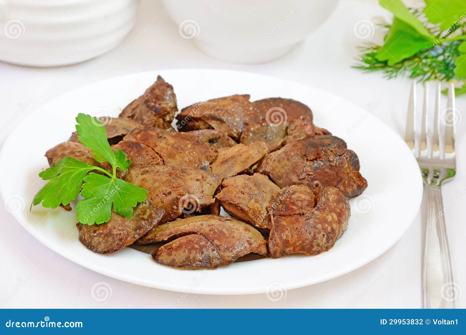 Cooked chicken liver stock photo. Image of food, parsley - 29953832