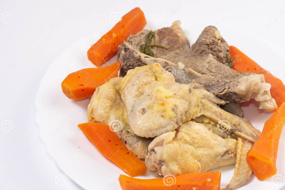 Cooked Chicken Meat and Beef Meat Served on the Plate Stock Photo ...