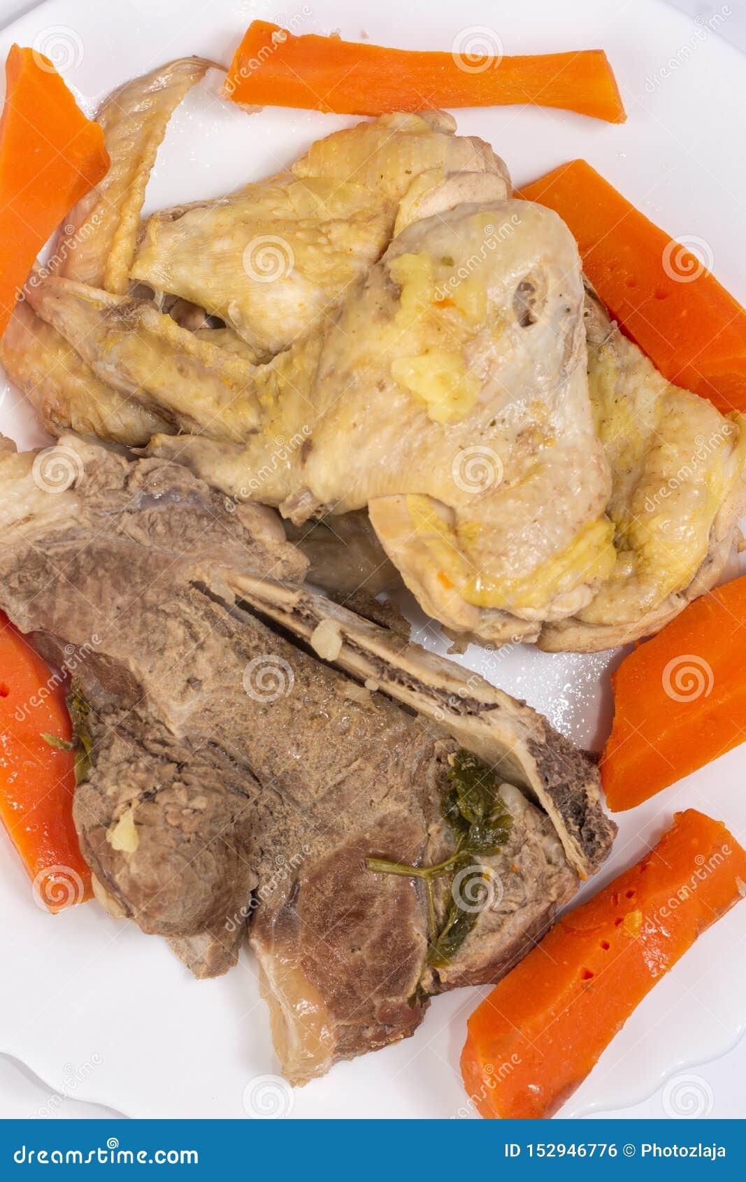 Cooked Chicken Meat and Beef Meat Served on the Plate Stock Photo ...