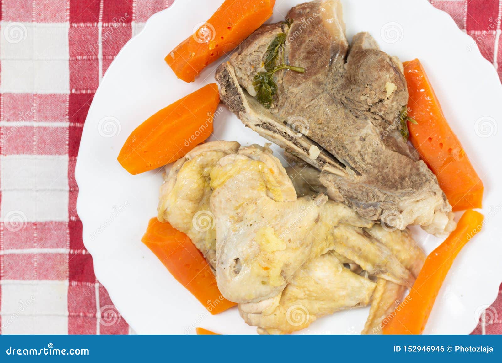 Cooked Chicken Meat and Beef Meat Served on the Plate Stock Photo ...