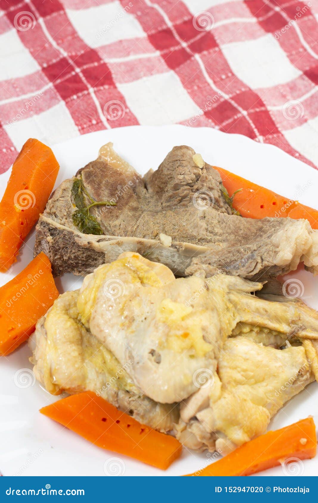 Cooked Chicken Meat and Beef Meat Served on the Plate Stock Photo ...