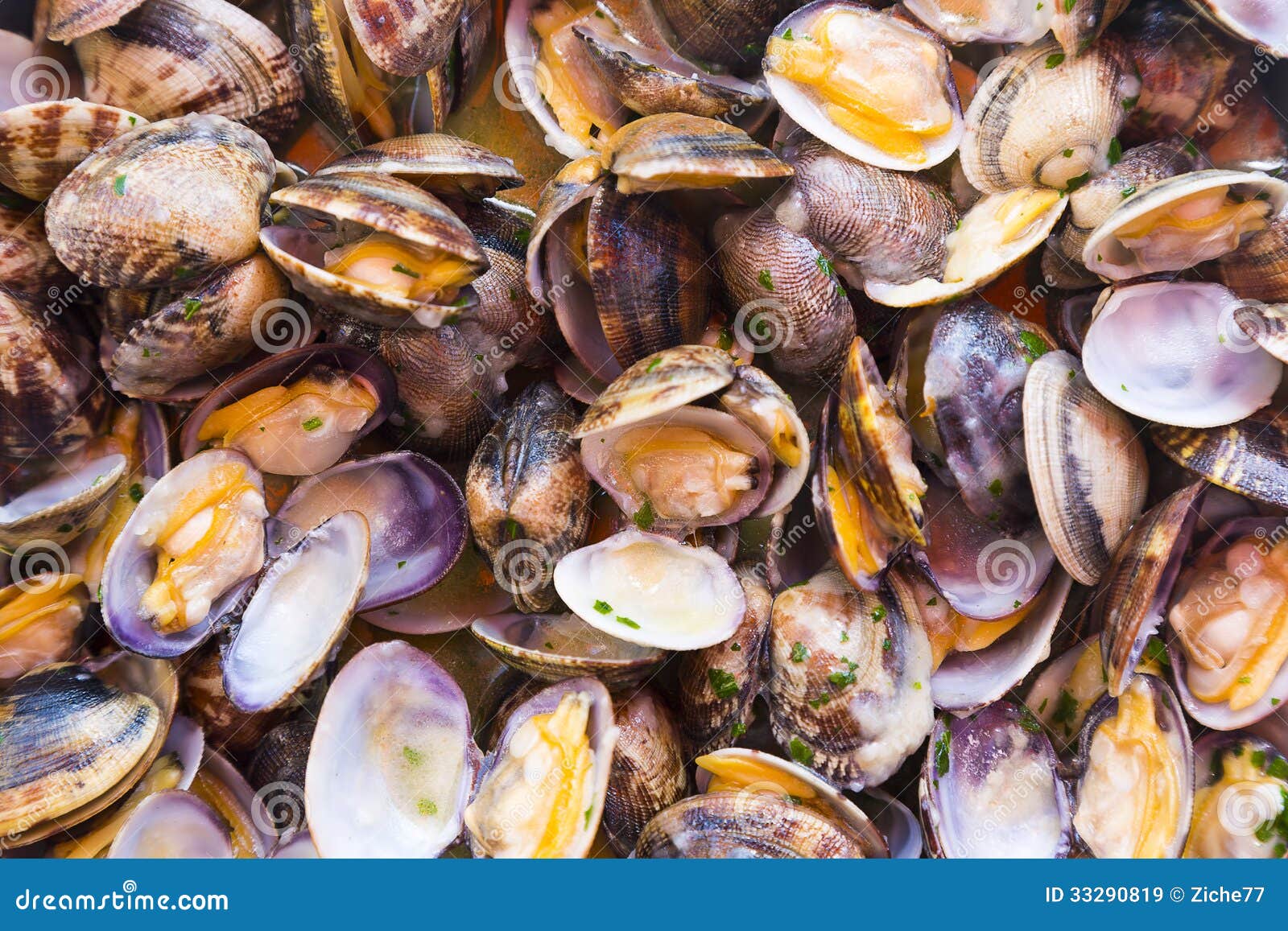 Cooked Clams Closeup from Above Stock Image - Image of gastronomy ...