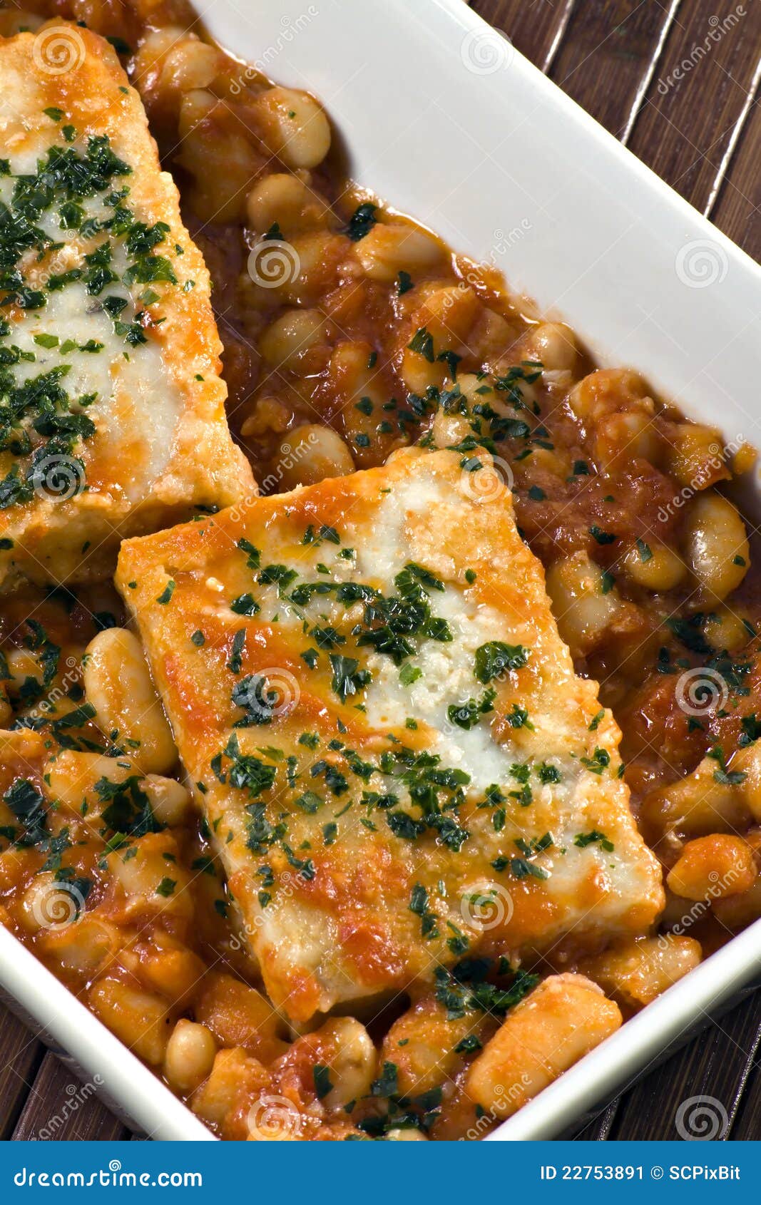 Cooked Cod with Beans and Sauce Stock Image - Image of bean, dried ...