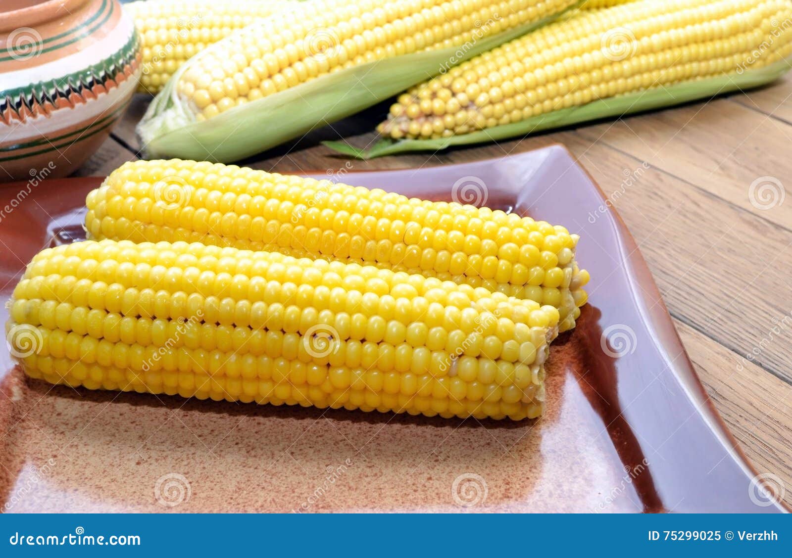Cooked corn on the cob stock image. Image of eating, snack - 75299025