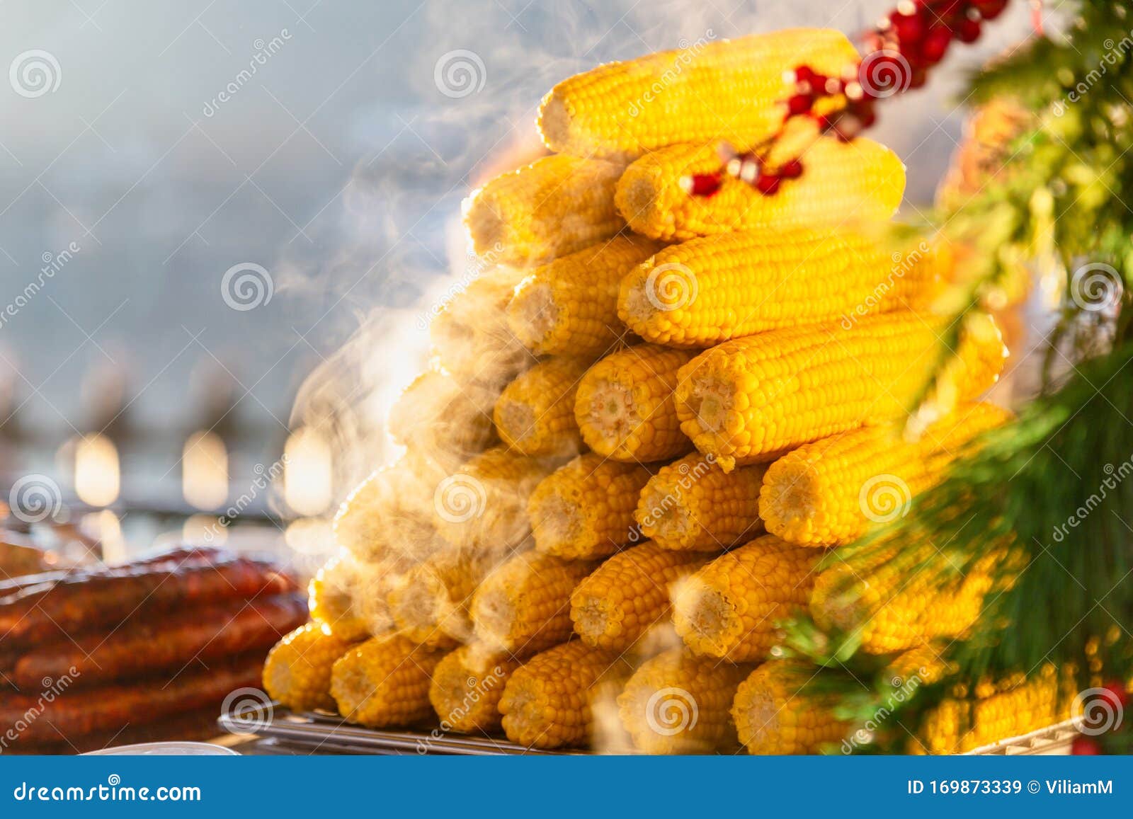 Cooked Corn at a Street Market Stock Image - Image of grain, mealie ...