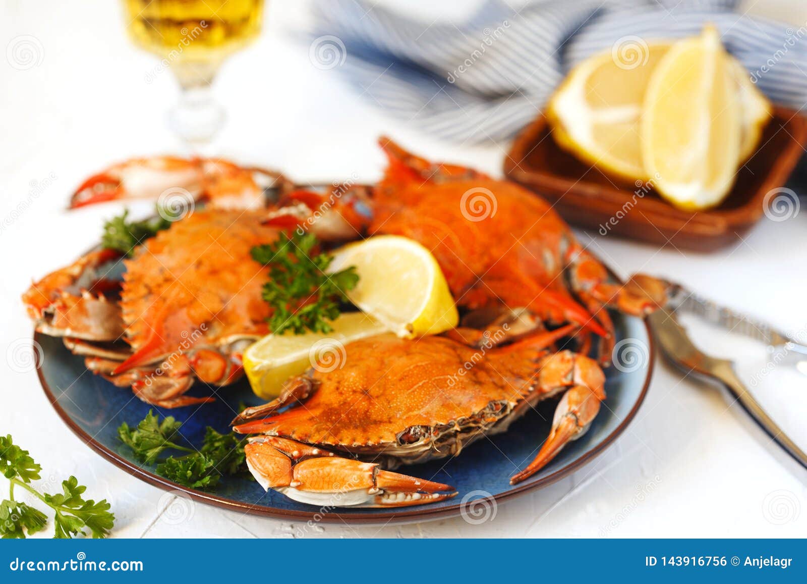 Cooked Crabs Served on Plate. Stock Photo - Image of gastronomy, cooked ...