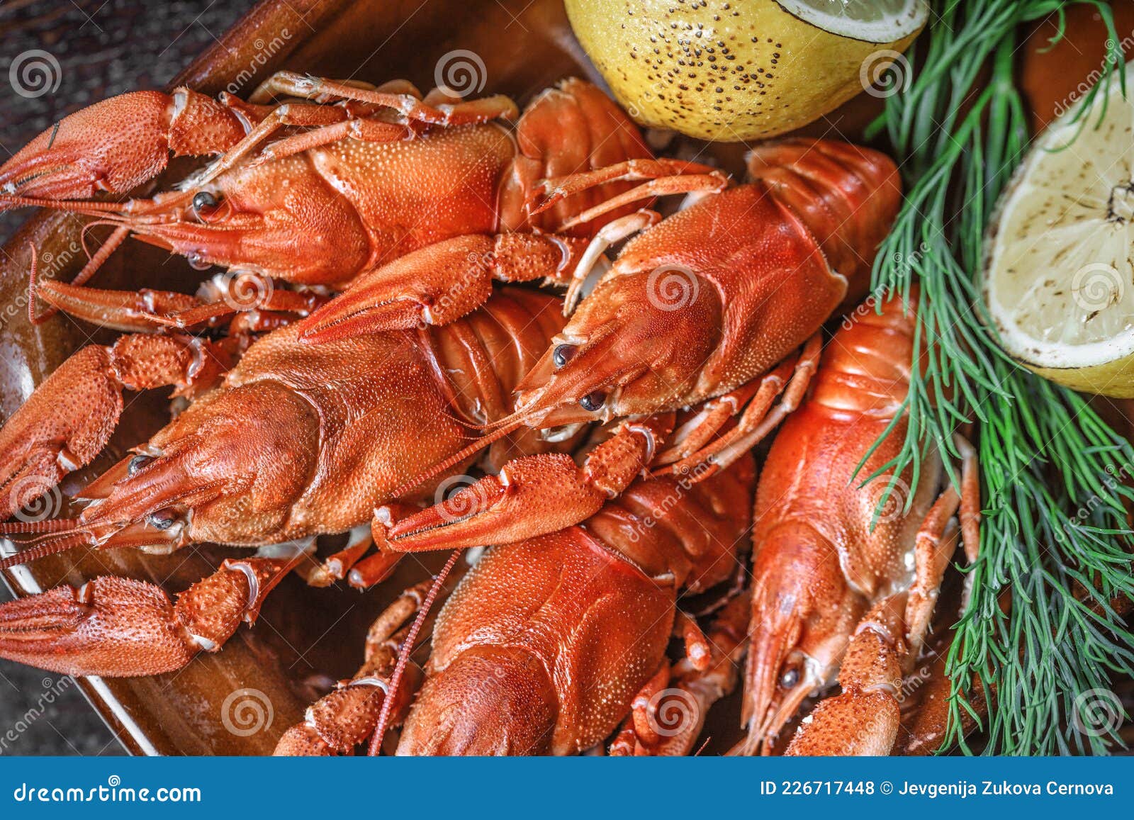 Cooked Crawfish Dinner with Lime Top View. Stock Photo - Image of drink ...