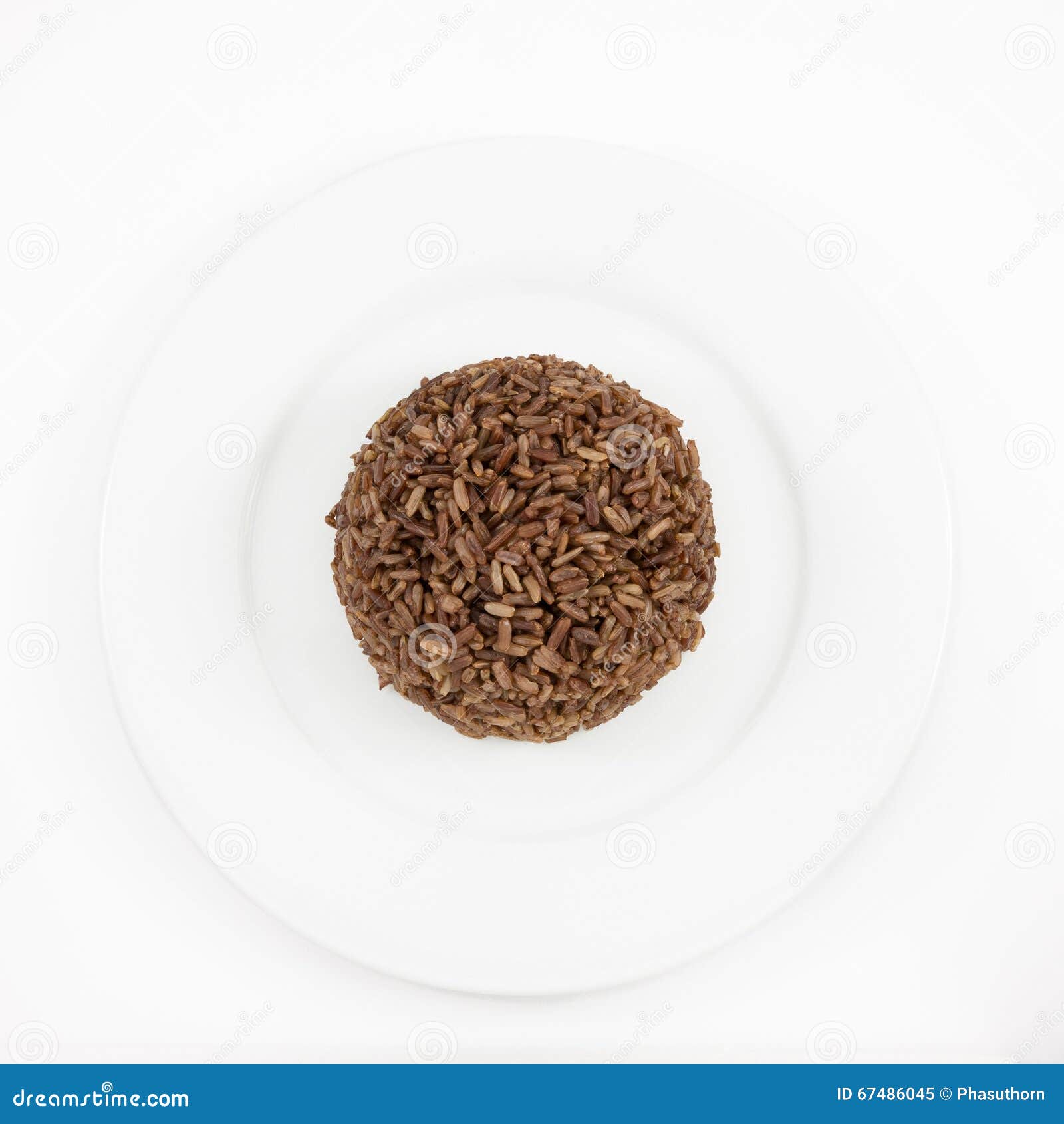 The Cooked Dark Brown Rice on the White Plate Stock Image - Image of ...