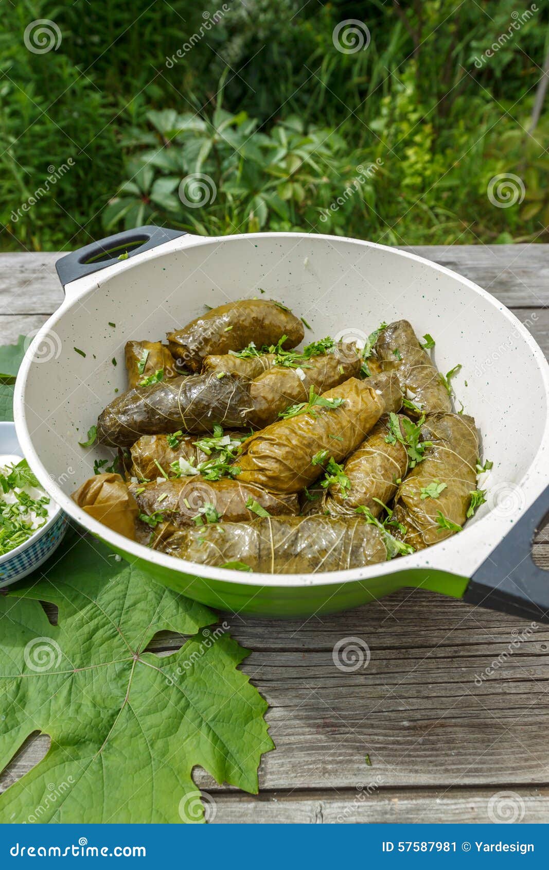 Cooked Dolma in Pot and Plate Stock Image - Image of cream, meat: 57587981