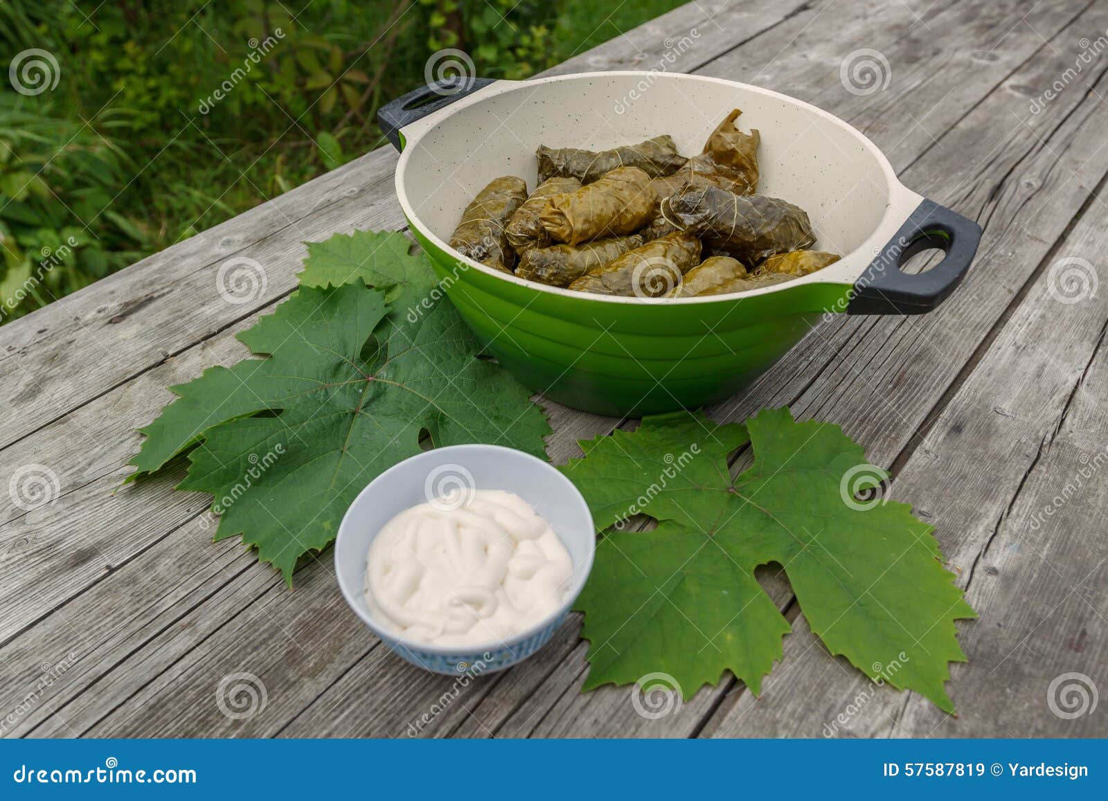 Cooked Dolma in Pot and Plate Stock Image - Image of grape, lunch: 57587819