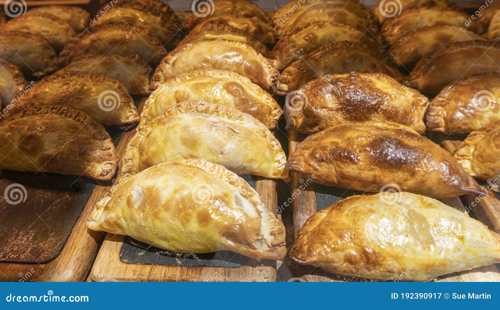 Cooked Empanadas on Display Stock Image - Image of meal, cityscape ...
