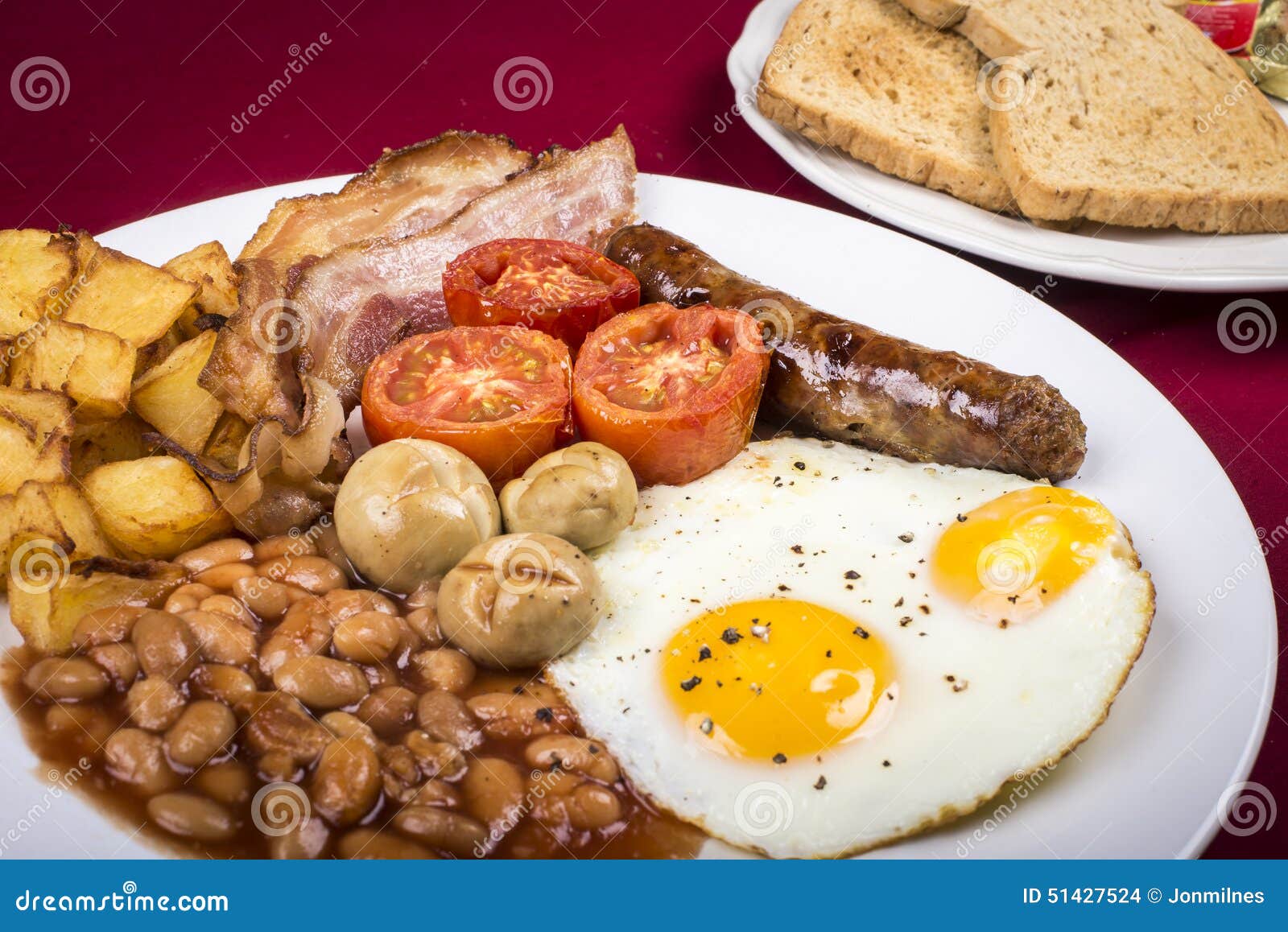 Cooked English Breakfast stock photo. Image of full, continental - 51427524