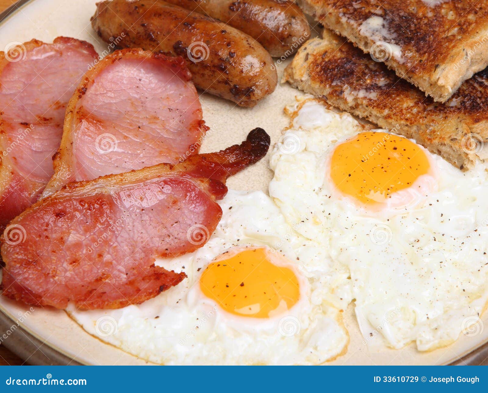 Cooked English Breakfast stock image. Image of closeup - 33610729