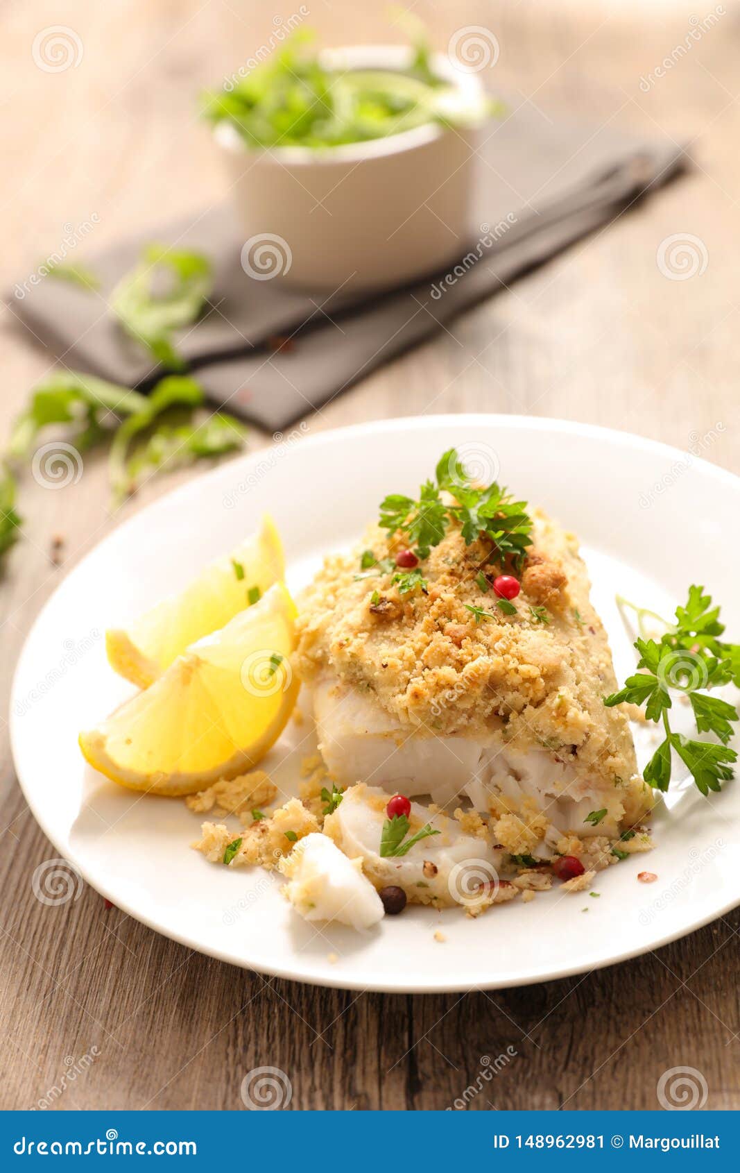 Cooked fish with a crust stock image. Image of dinner - 148962981