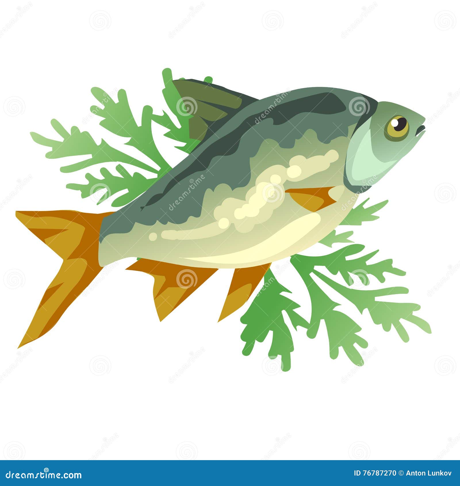 Cooked Fish with Dill, Vector Icon Food Stock Vector - Illustration of ...