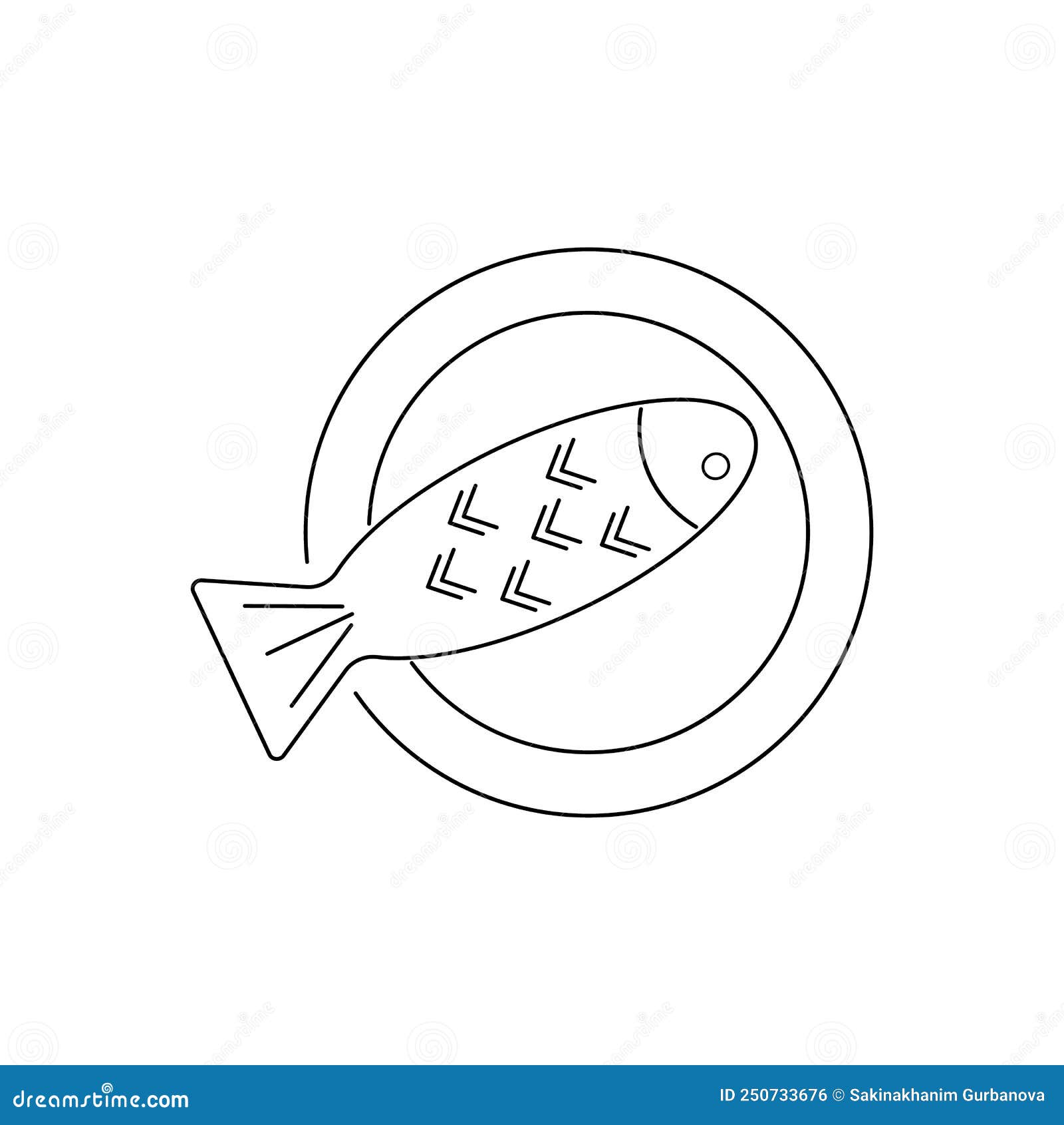 Cooked fish icon stock vector. Illustration of flat - 250733676