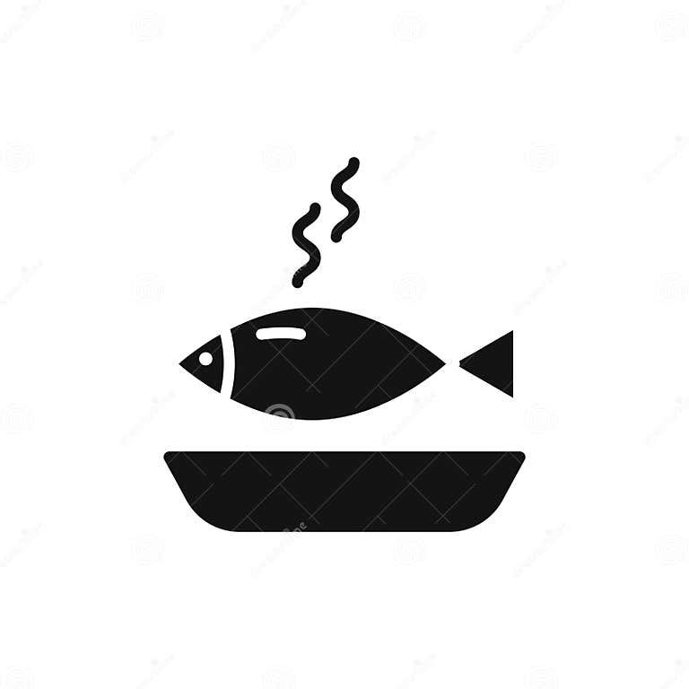 Cooked Fish Icon Isolated on White Background Stock Vector ...