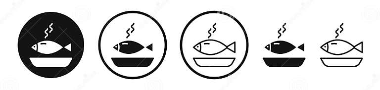 Cooked Fish Icon Isolated on White Background Stock Vector ...