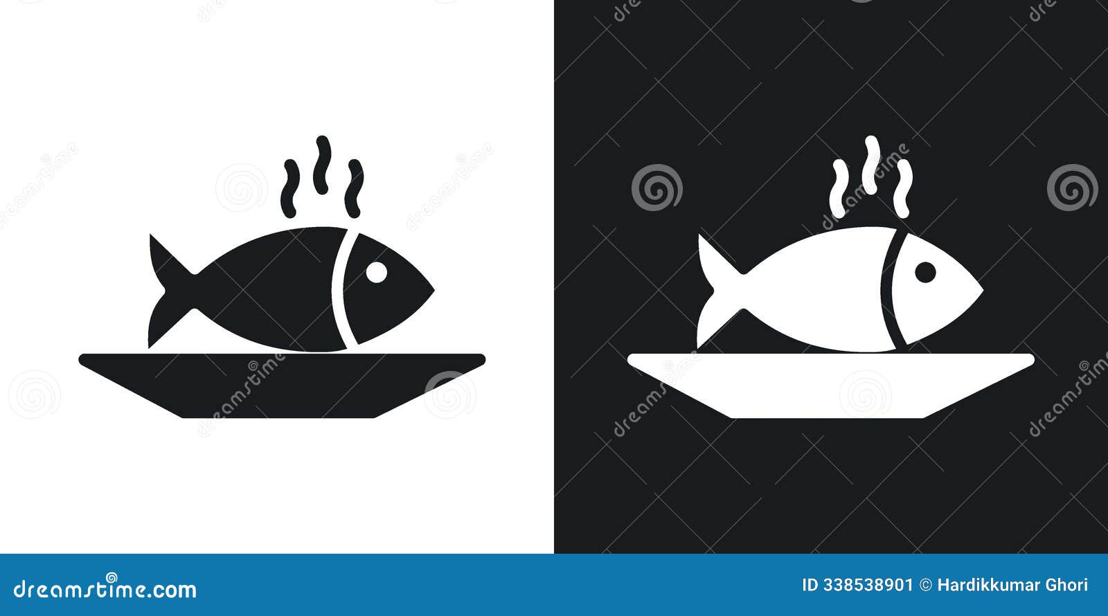 Cooked Fish Icon Isolated on White Background Stock Vector ...