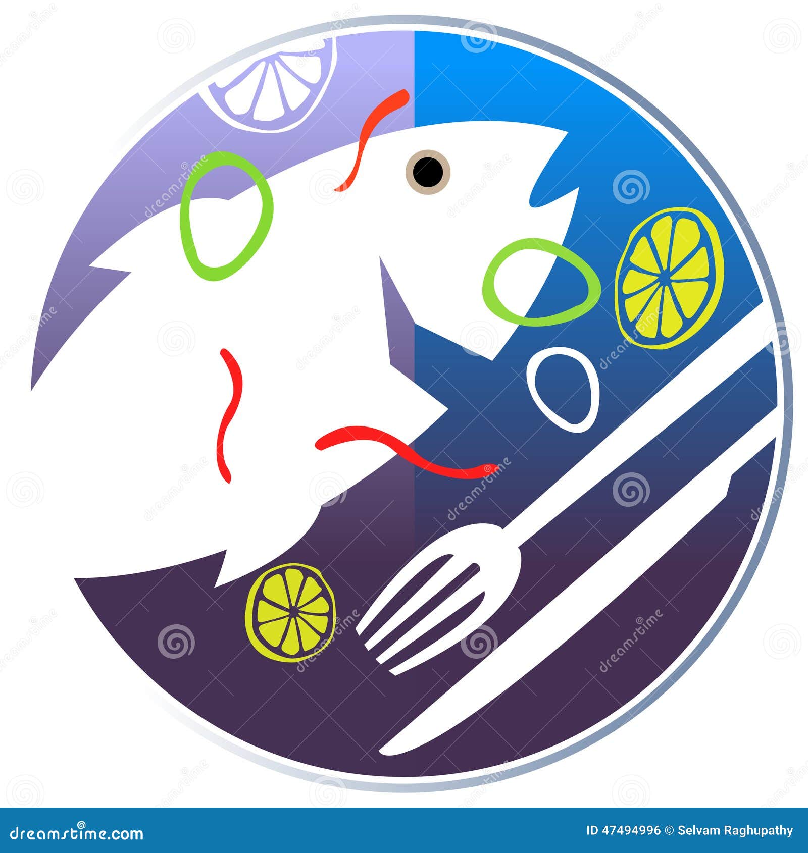 Cooked fish on plate stock vector. Illustration of feast - 47494996