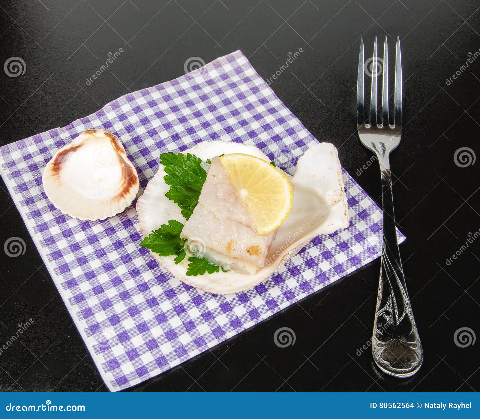 Cooked fish in shell stock photo. Image of scallop, freshness - 80562564