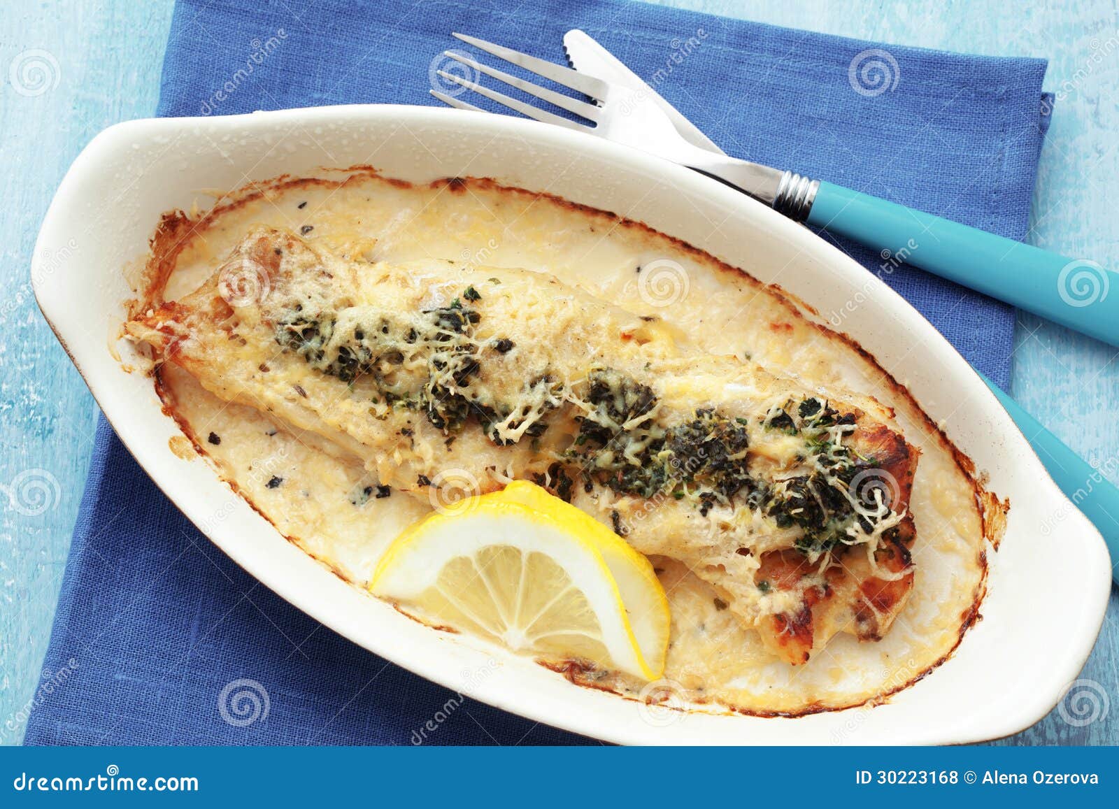 Cooked fish with spinach stock photo. Image of italian - 30223168
