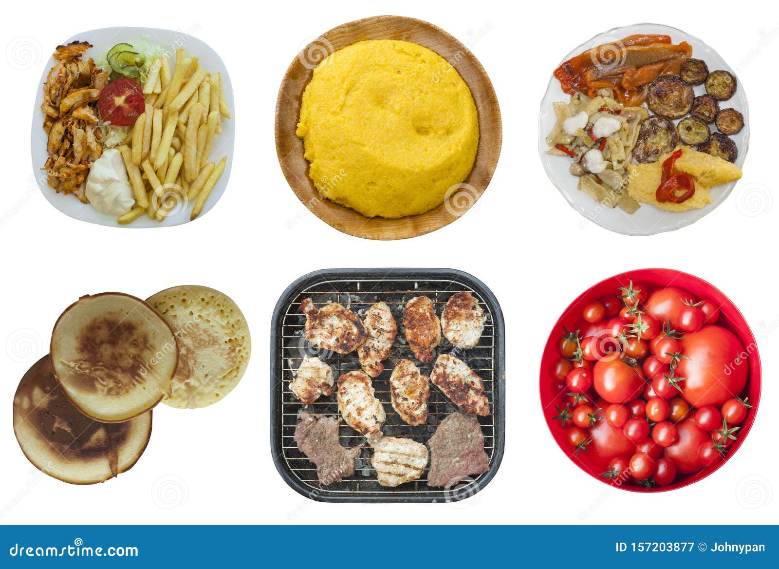 Cooked Food in Set Isolated Stock Image - Image of fresh, background ...