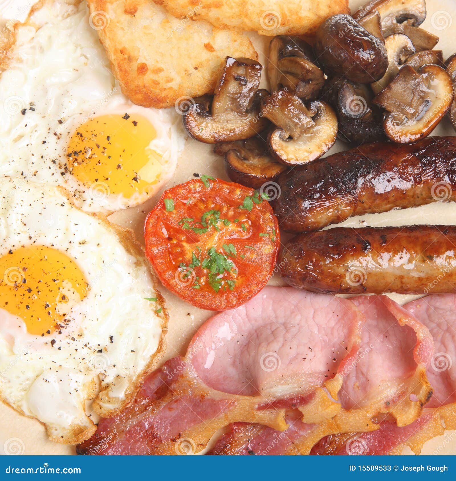 Cooked Fried Breakfast stock image. Image of sausage - 15509533