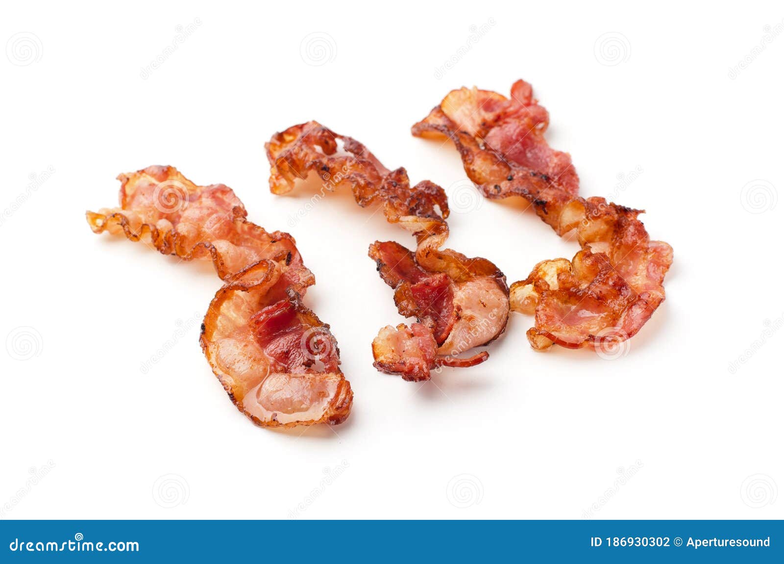 Cooked Fried Slices of Bacon Isolated Stock Photo - Image of ...