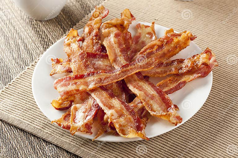 Cooked Greasy Bacon stock photo. Image of bacon, curly - 27327196