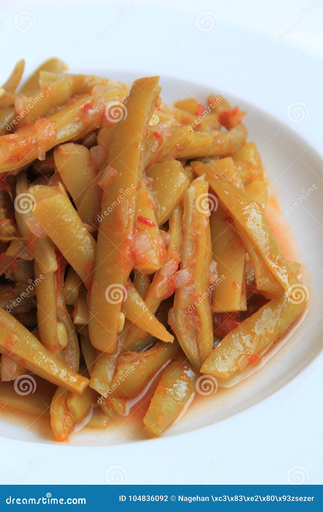 Cooked Green Beans on a Plate Stock Photo - Image of dish, restaurant ...