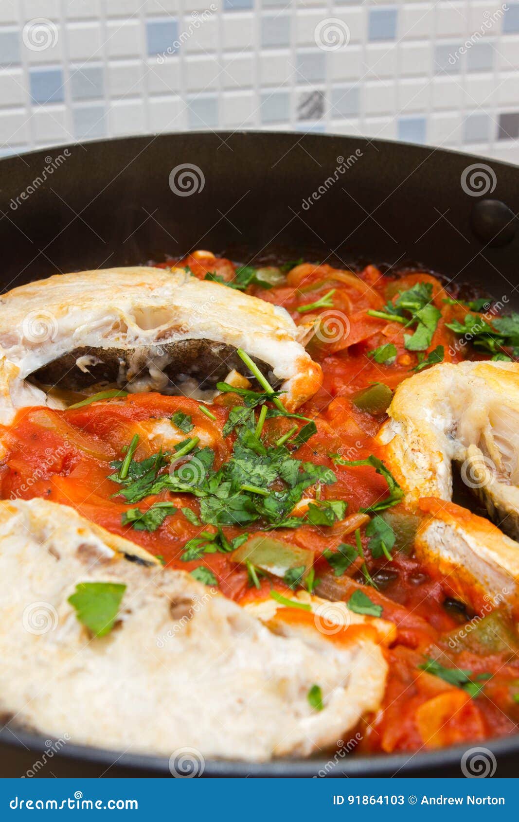 Cooked hake steaks stock image. Image of parsley, protein - 91864103