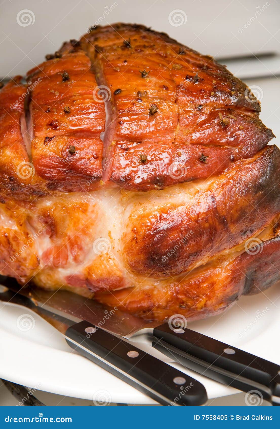 Cooked ham stock image. Image of meal, food, holiday, dinner - 7558405