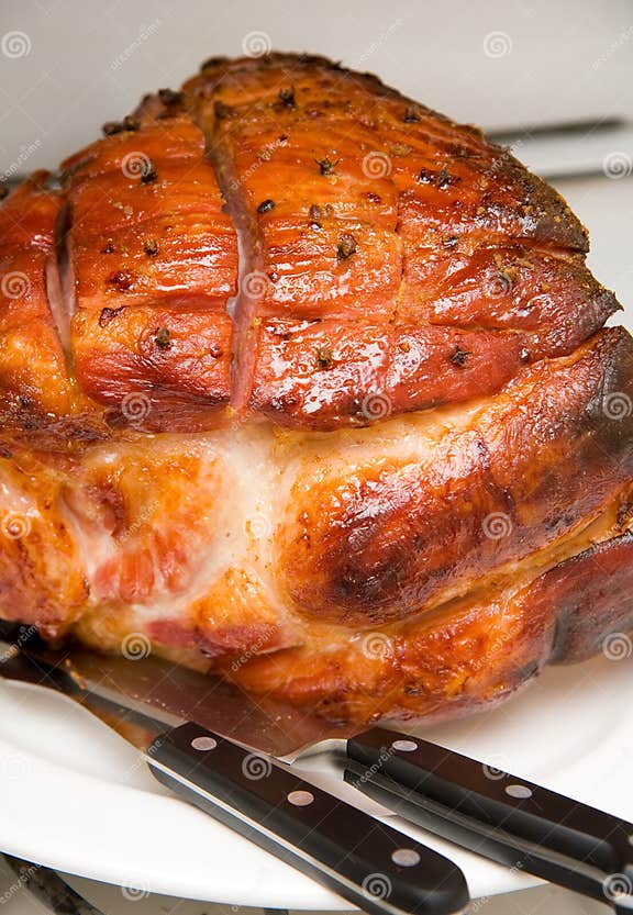 Cooked ham stock image. Image of meal, food, holiday, dinner - 7558405