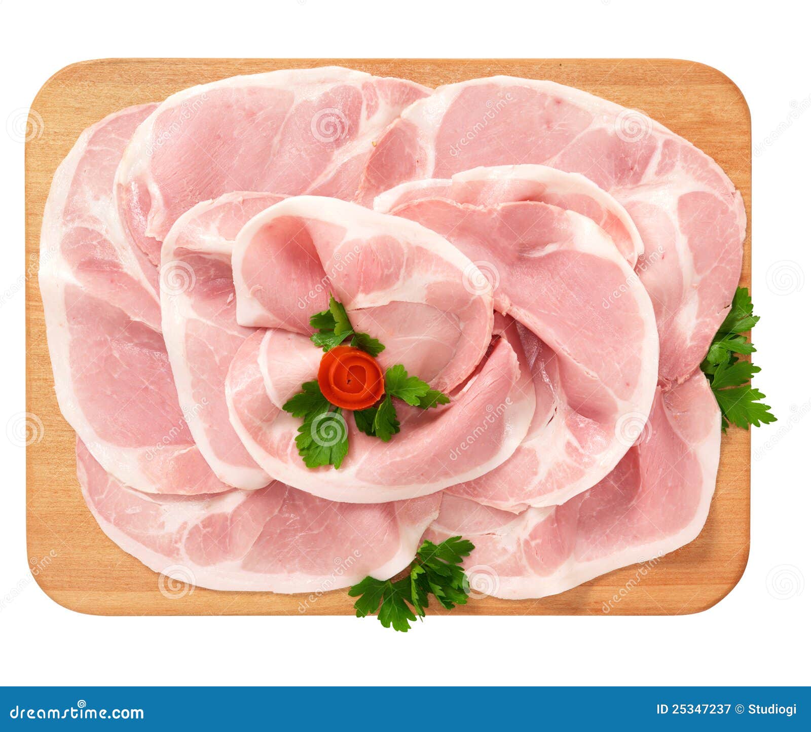 Cooked Ham on a Wooden Board Stock Image - Image of white, appetizer ...