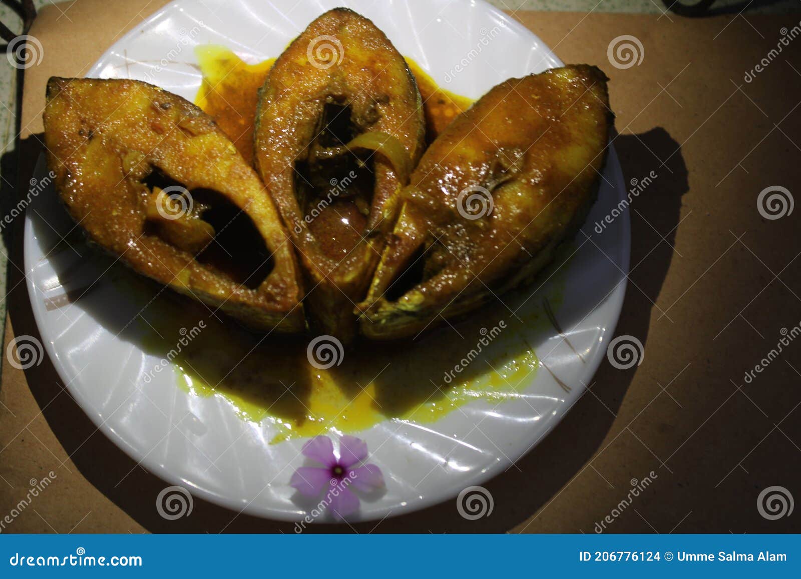 Cooked Hilsha Fish Served on a White Plate Stock Photo - Image of meal ...