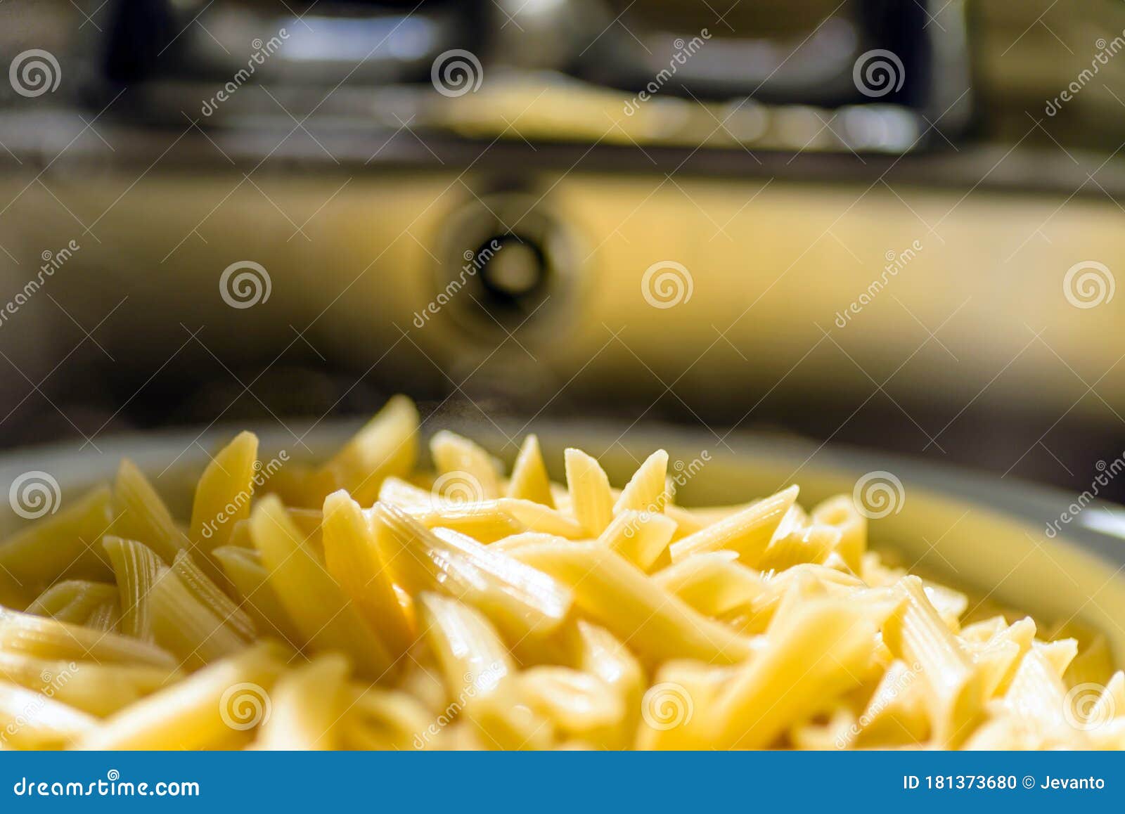 Cooked Italian Penne Rigate Macaroni Pasta Draining Stock Photo - Image ...