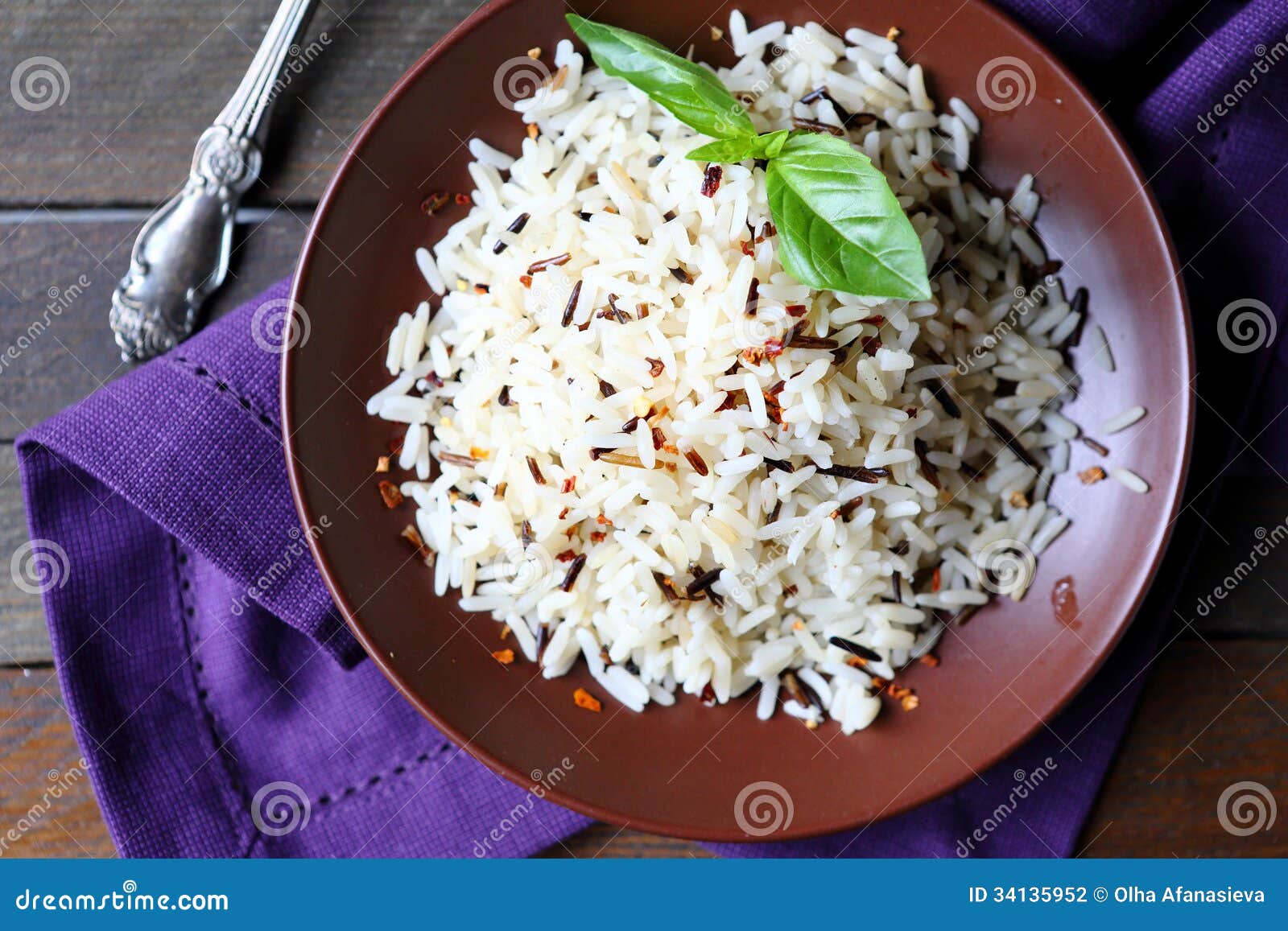 Cooked Long Grain Rice in a Ceramic Plate Stock Photo - Image of food ...