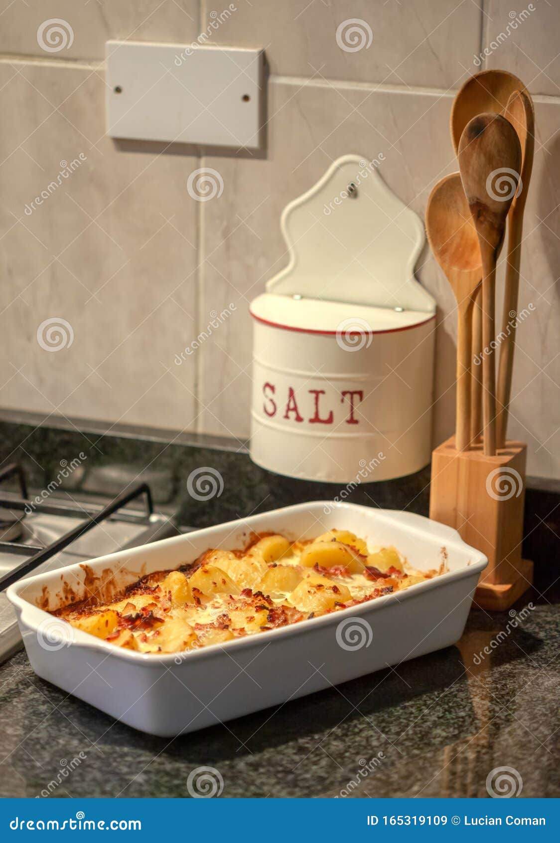 Cooked lunch stock image. Image of potatoes, salt, grill - 165319109