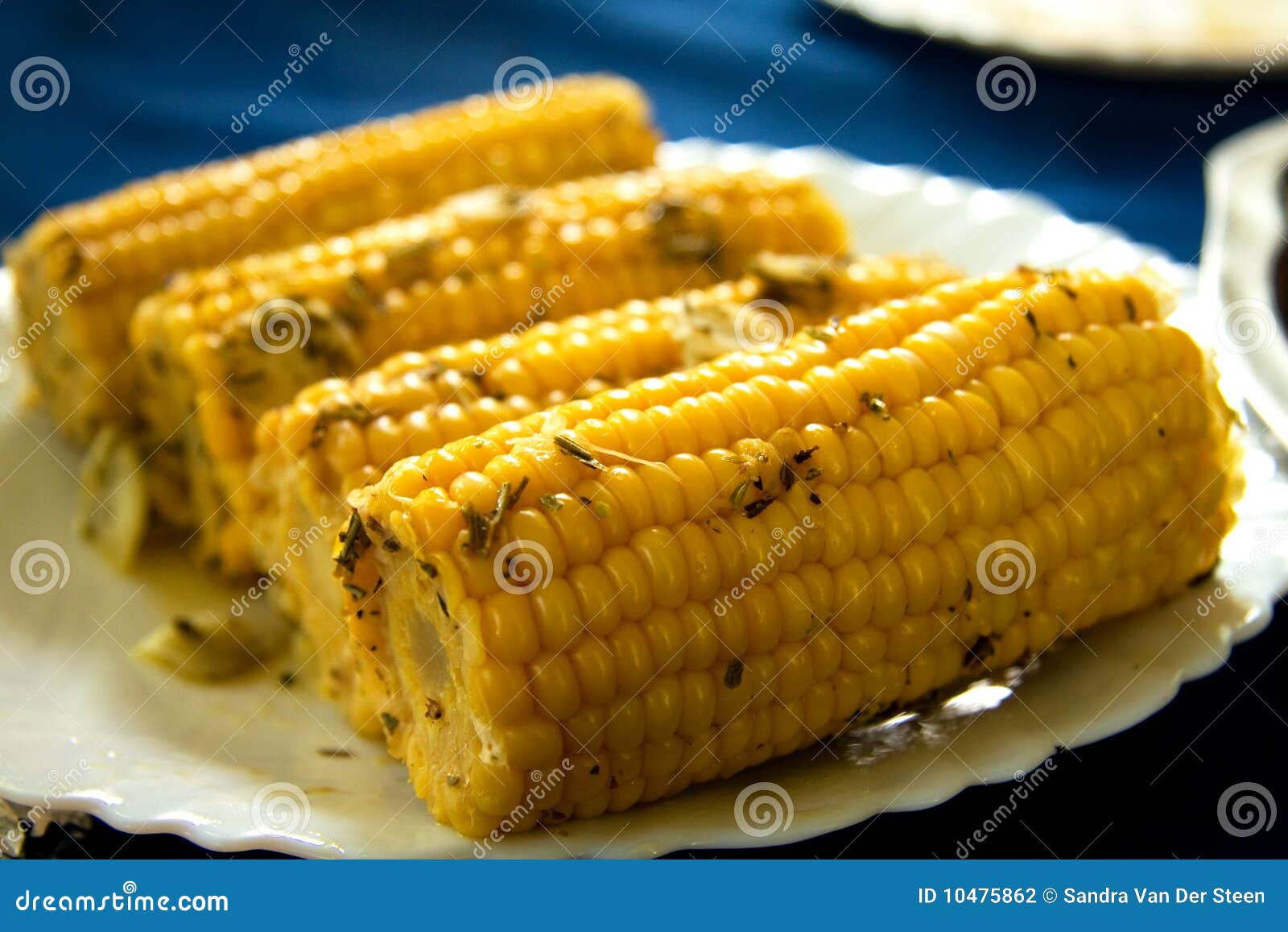 Cooked mais cobs on plate stock photo. Image of mais - 10475862