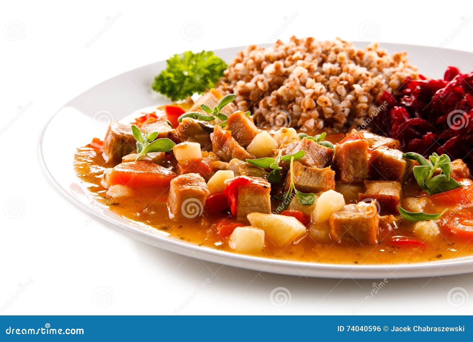 Cooked Meat with Bucketwheat Stock Photo - Image of cooked, gourmet ...